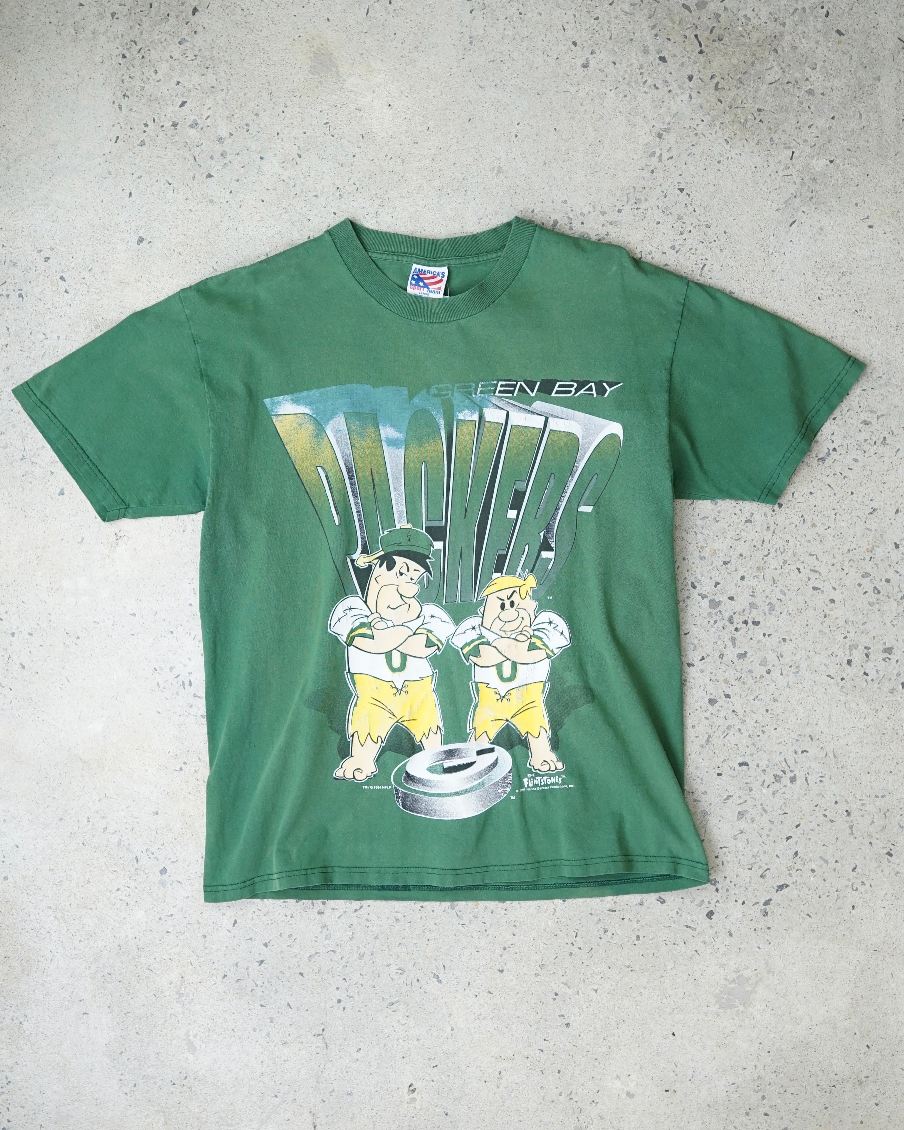 green bay packers 1994 the flintstones t-shirt - large – Chez Claude ...